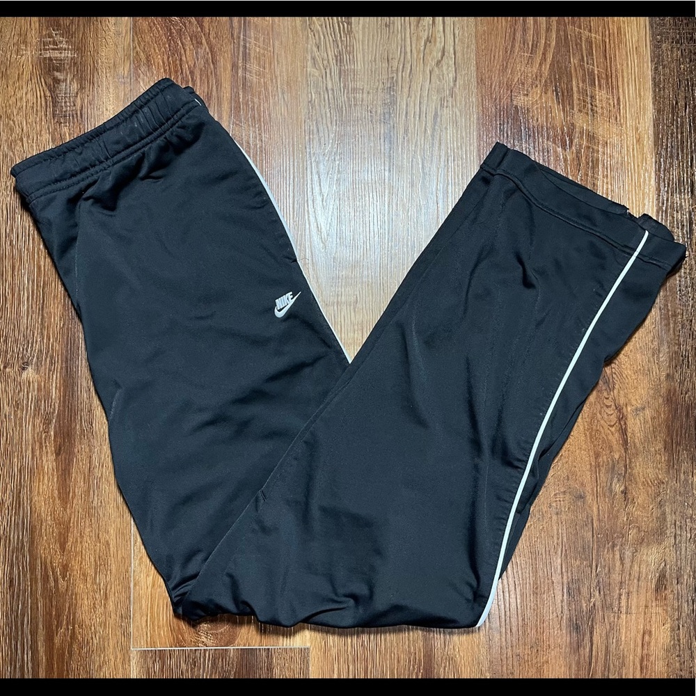 Nike Basketball Track Pants Vtg Swoosh Men Size L Bla… - Gem